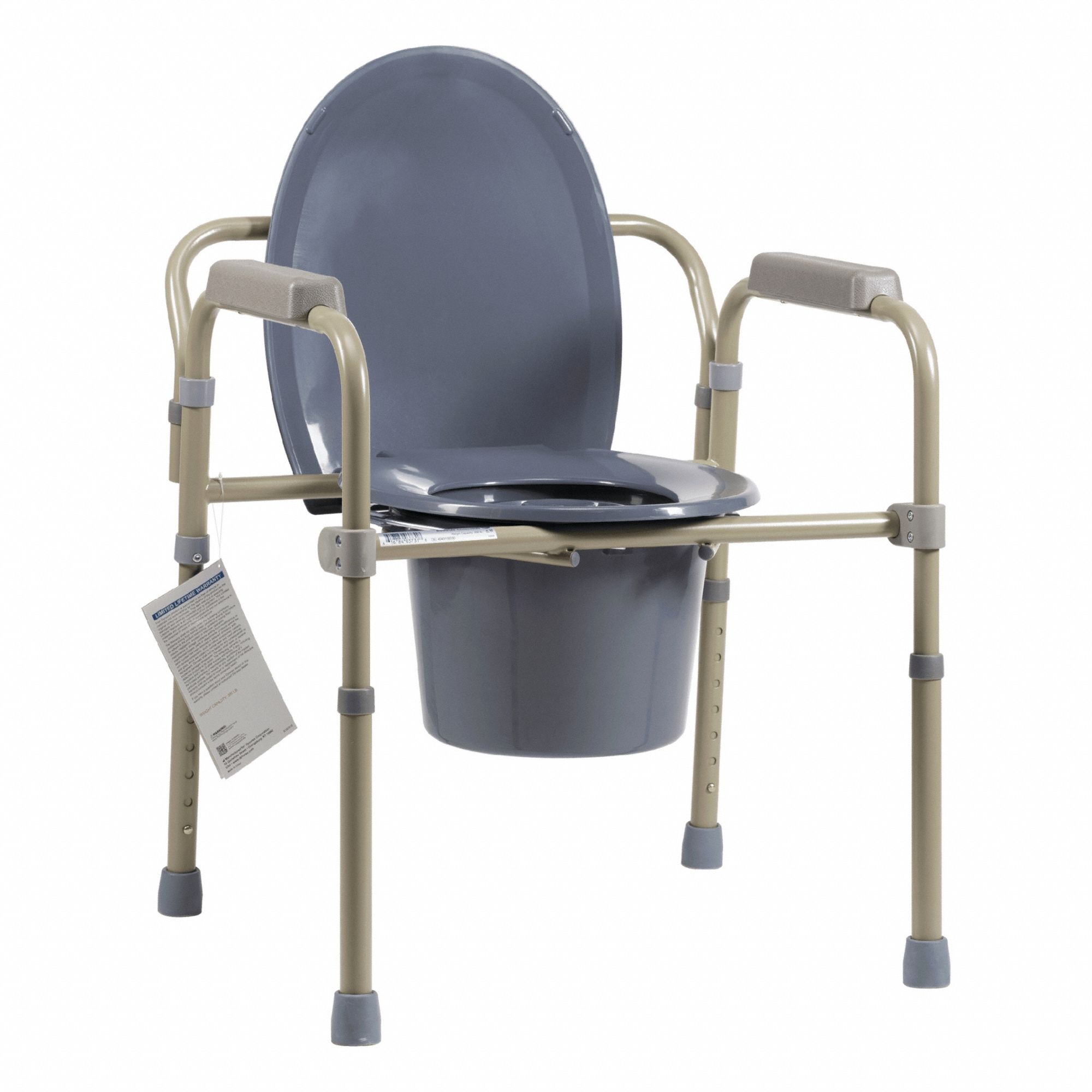 DYNAREX, Tool-Free Setup and Ht Adjustment, Gray, Commode Chair ...