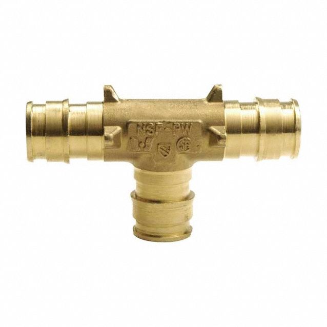 UPONOR, 1 in Pipe x 1 in Pipe x 1 in Pipe Size, Brass, Barbed Tee ...