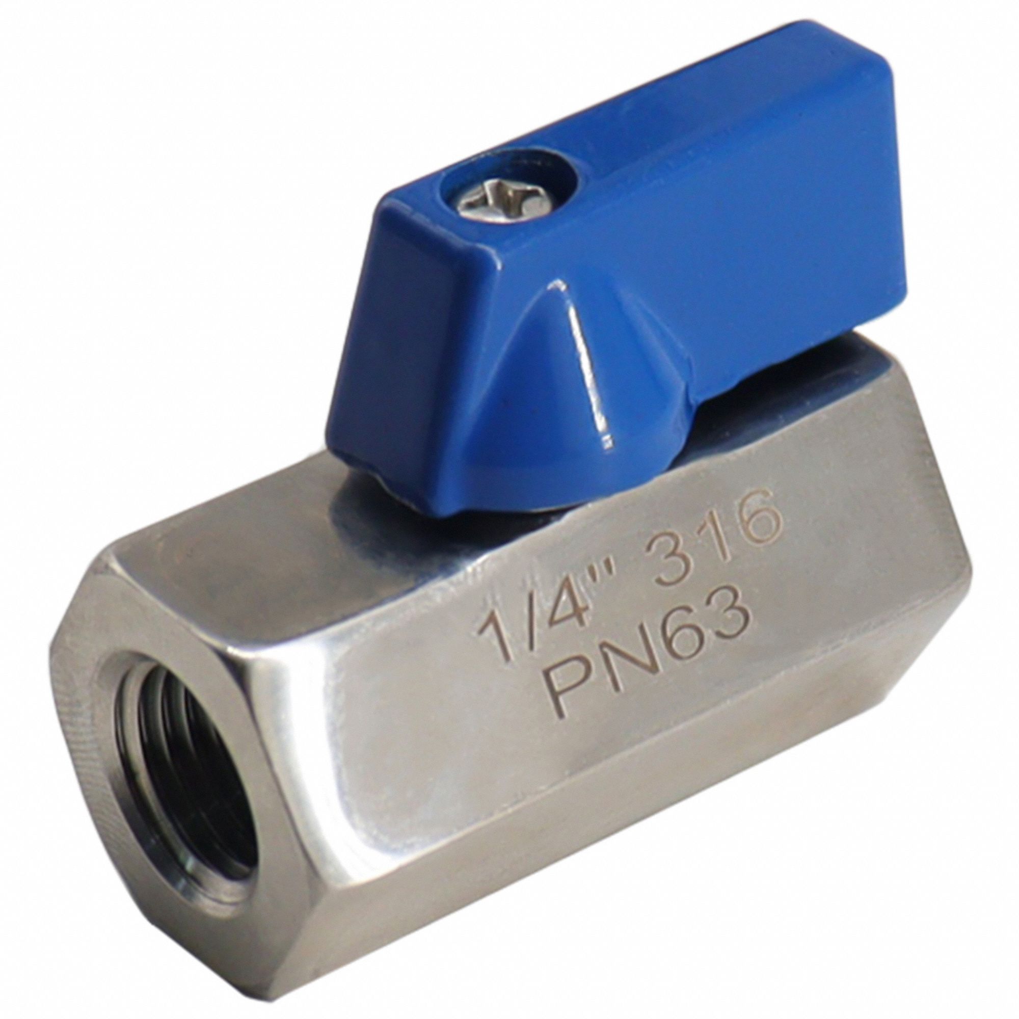 1/4 in, 316 Stainless Steel, Manual Two-Way Ball Valve - 796AD6 ...