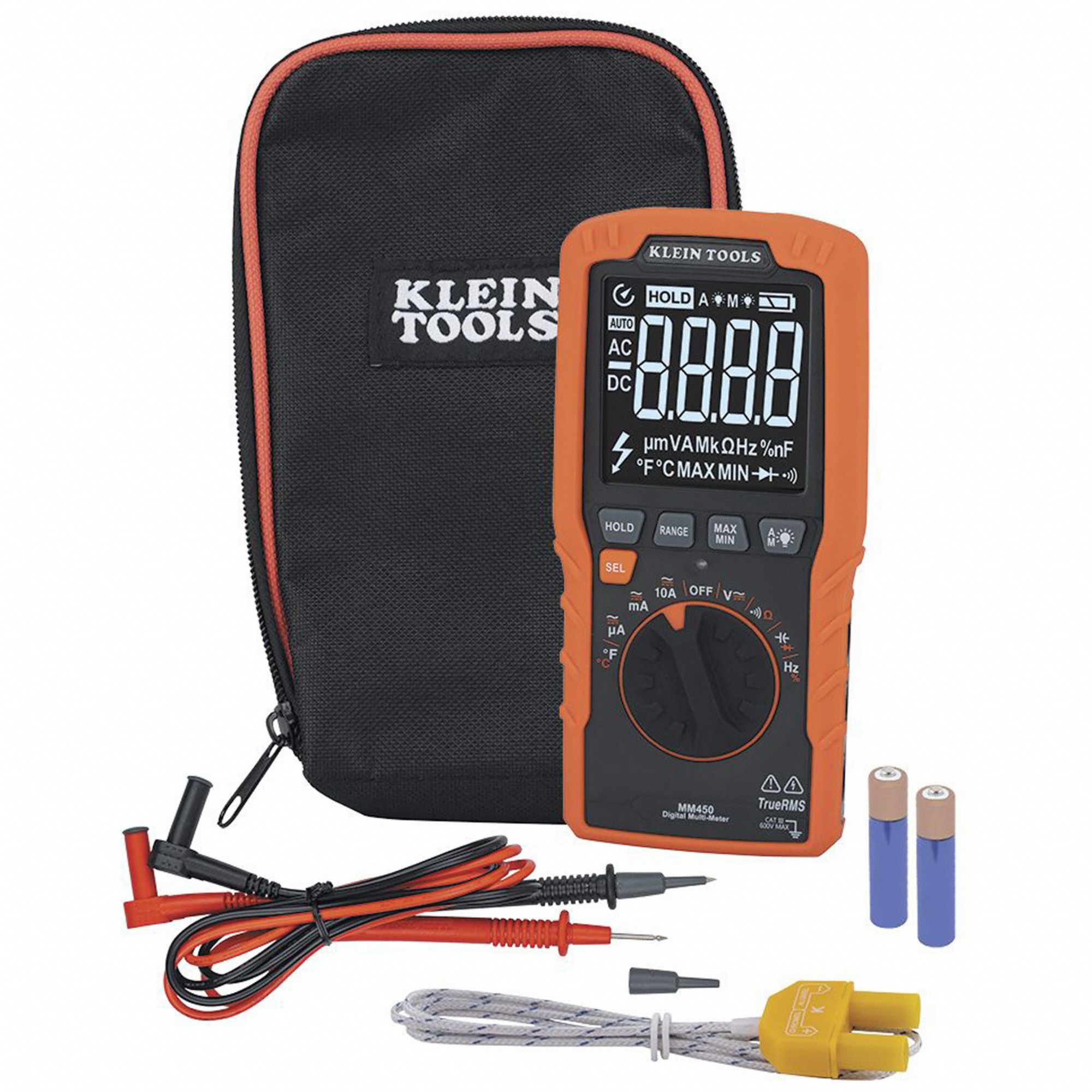 KLEIN TOOLS, CAT III 600V, TRMS, Slim Digital Multimeter - 801GH4|MM450 ...