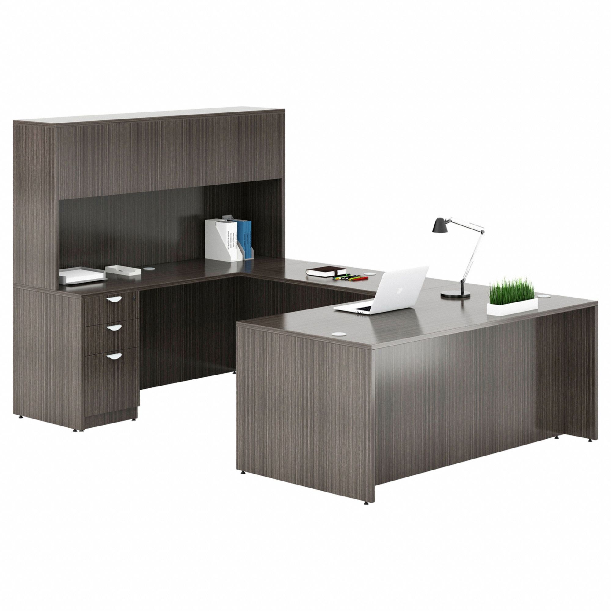 BOSS, Melamine, Driftwood, U-Shaped Office Desk - 802RF1|GroupA5-DW ...