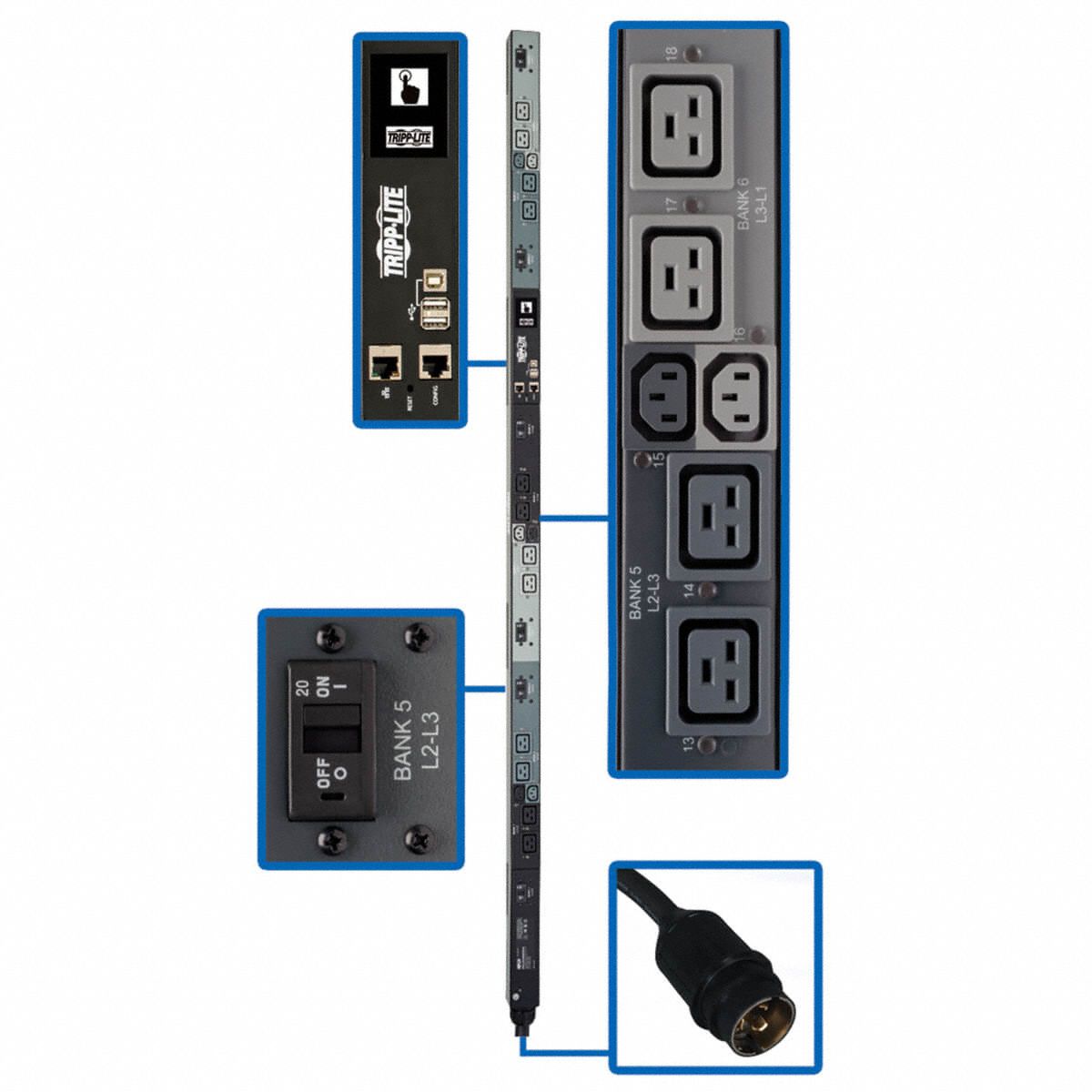 EATON TRIPP LITE, Three-Phase, 208V AC, PDU - 907ER4|PDU3EVNR6H50A ...
