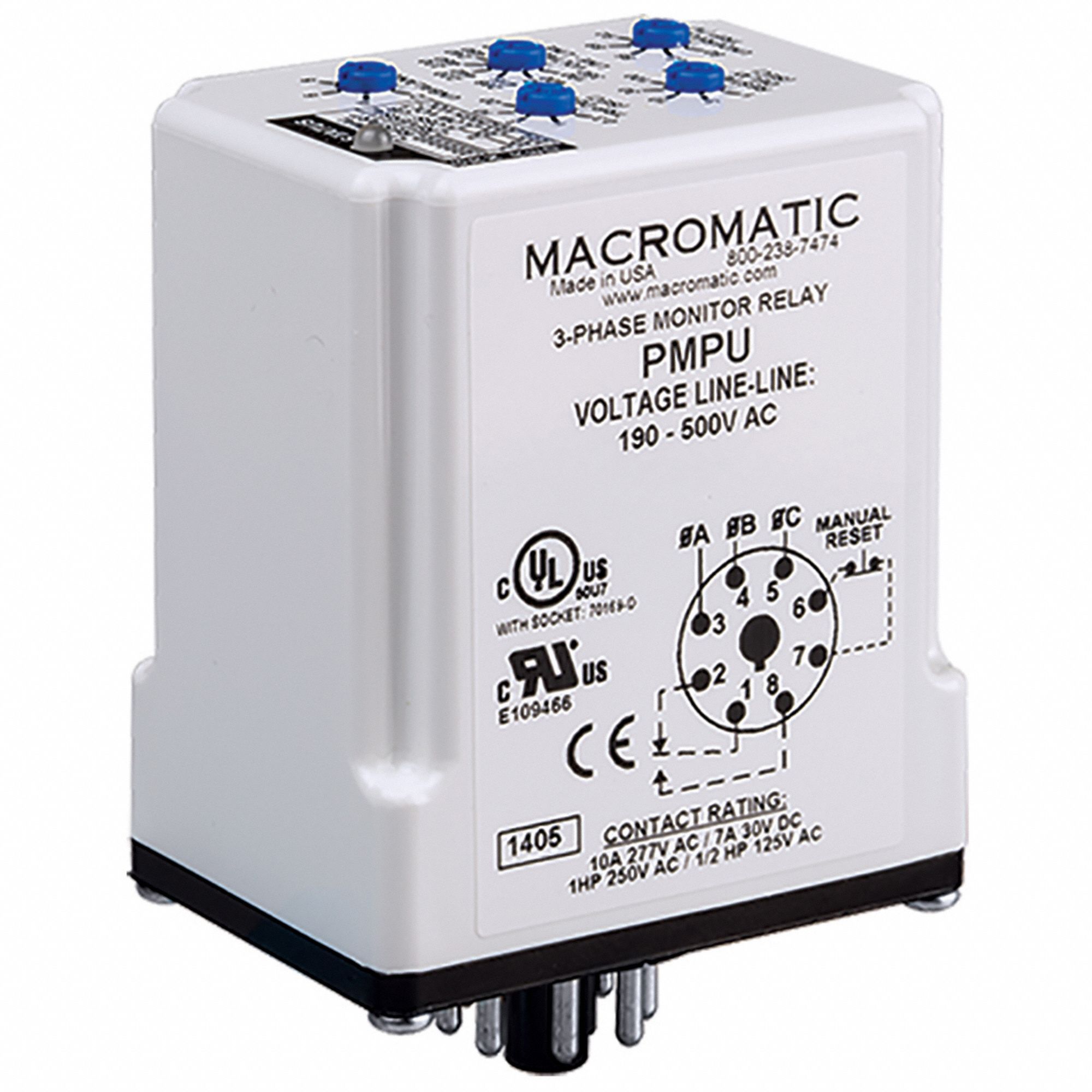 MACROMATIC, Socket Mounted, 10 A Current Rating, Phase Monitor Relay ... MACROMATIC, Socket Mounted, 10 A Current Rating, Phase Monitor Relay ...