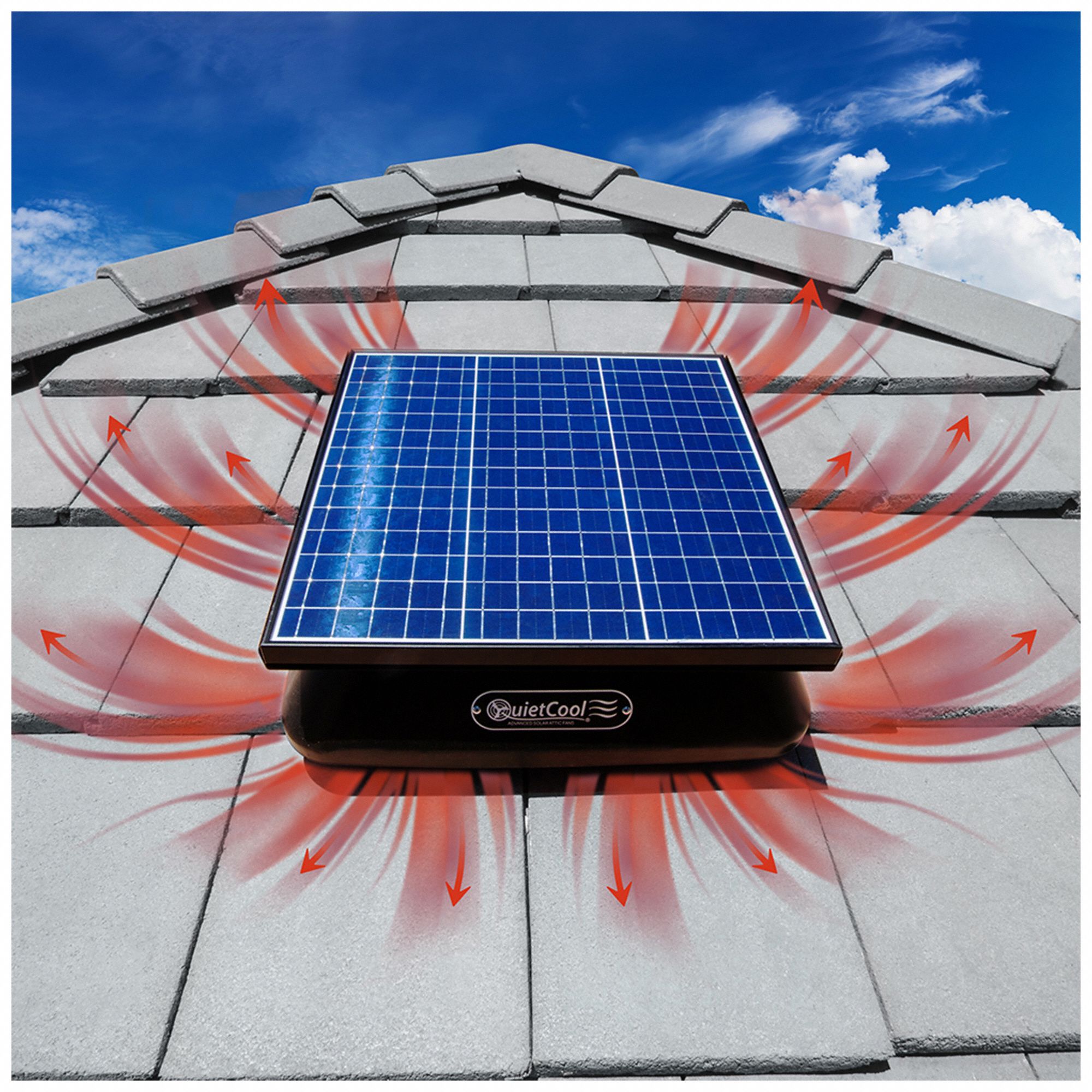 QUIETCOOL Attic Exhaust Fan: Roof Mount, Solar, Max. 1,900 sq ft Attic ...