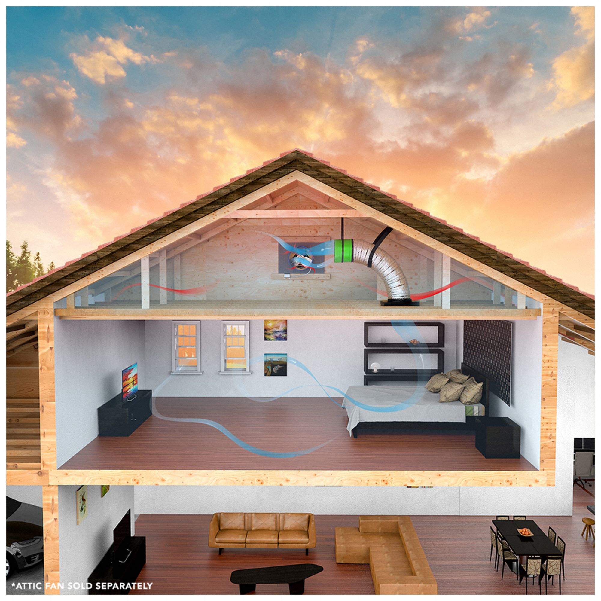 QUIETCOOL Whole House Fan: Ceiling Mount, 16 in Blade, 2,492 cfm Max ...