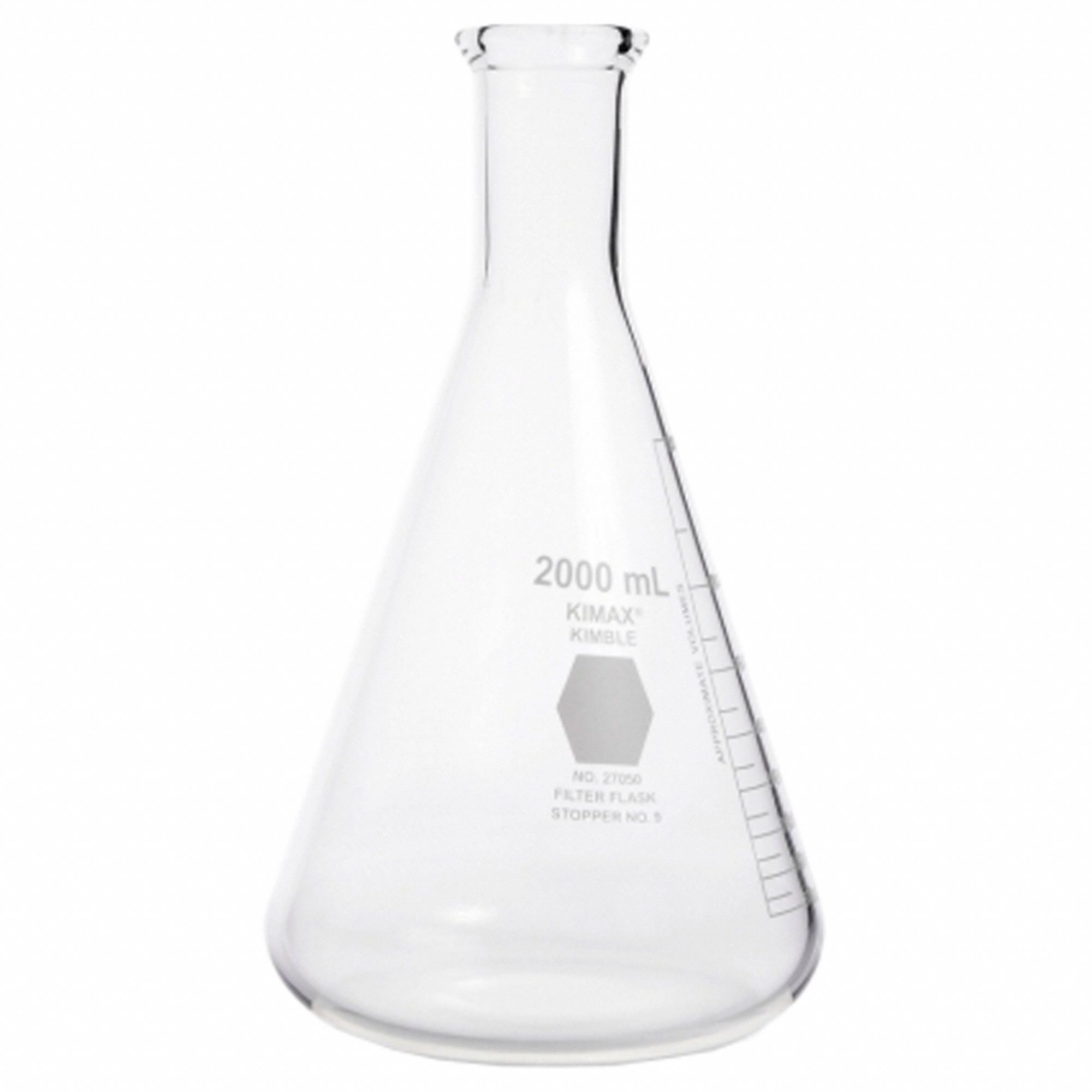 Borosilicate Glass, 2 L Capacity - mL, Erlenmeyer Flask - 52NE46|27050 ...