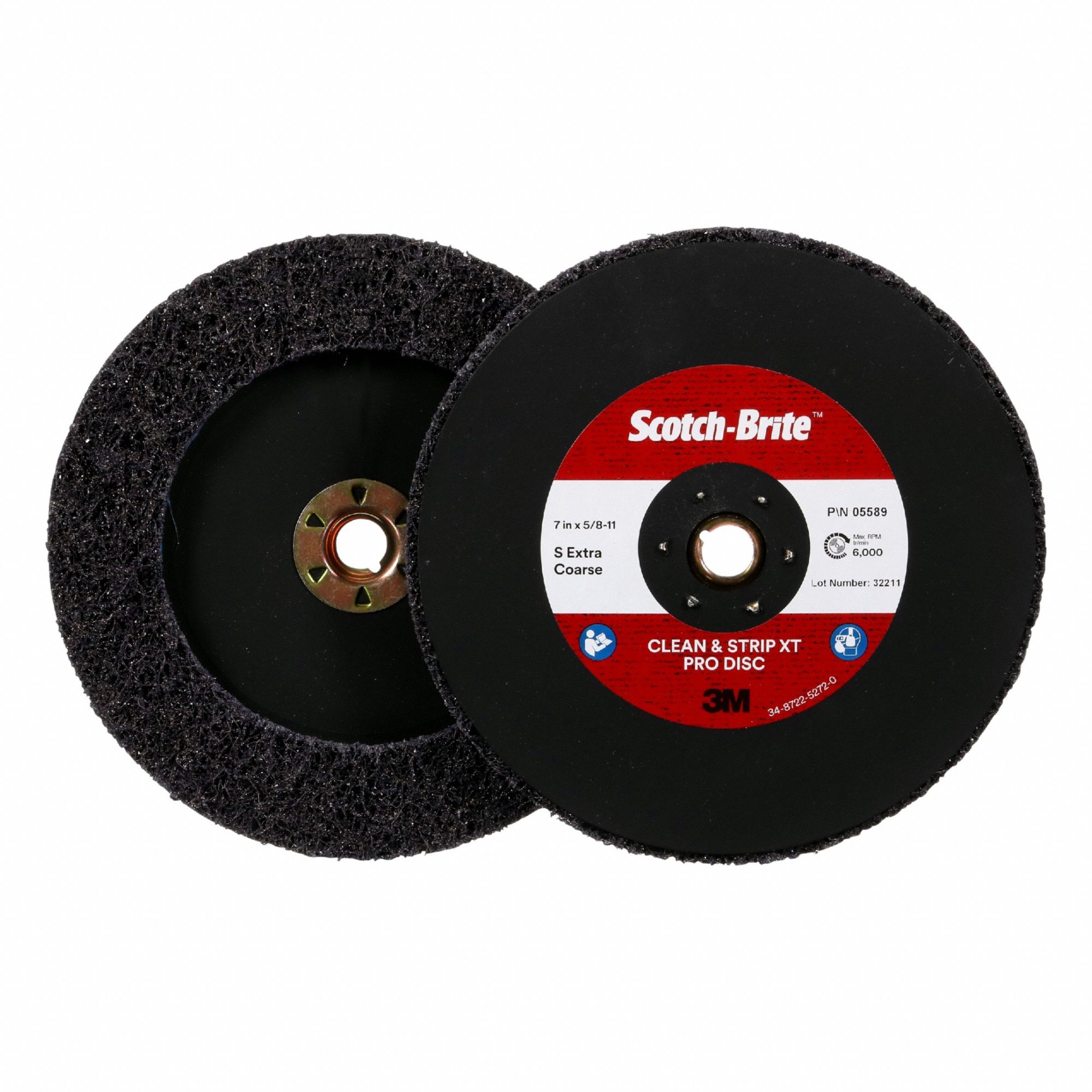 SCOTCH-BRITE, 7 in x 5/8"-11, Silicon Carbide, Non-Woven Depressed ...