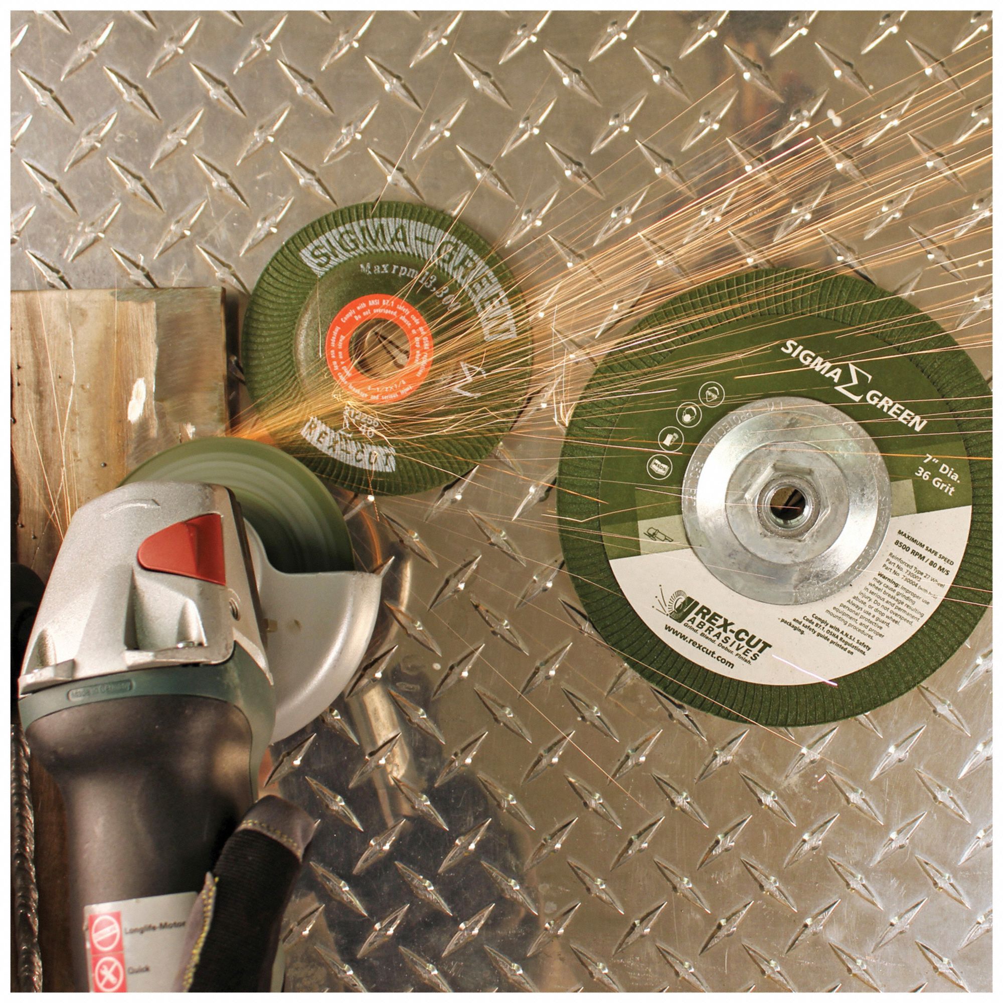 REX CUT Grinding Wheel, 4-1/2 x 5/8-11", 36 Grit - 65HM80|730002 - Grainger