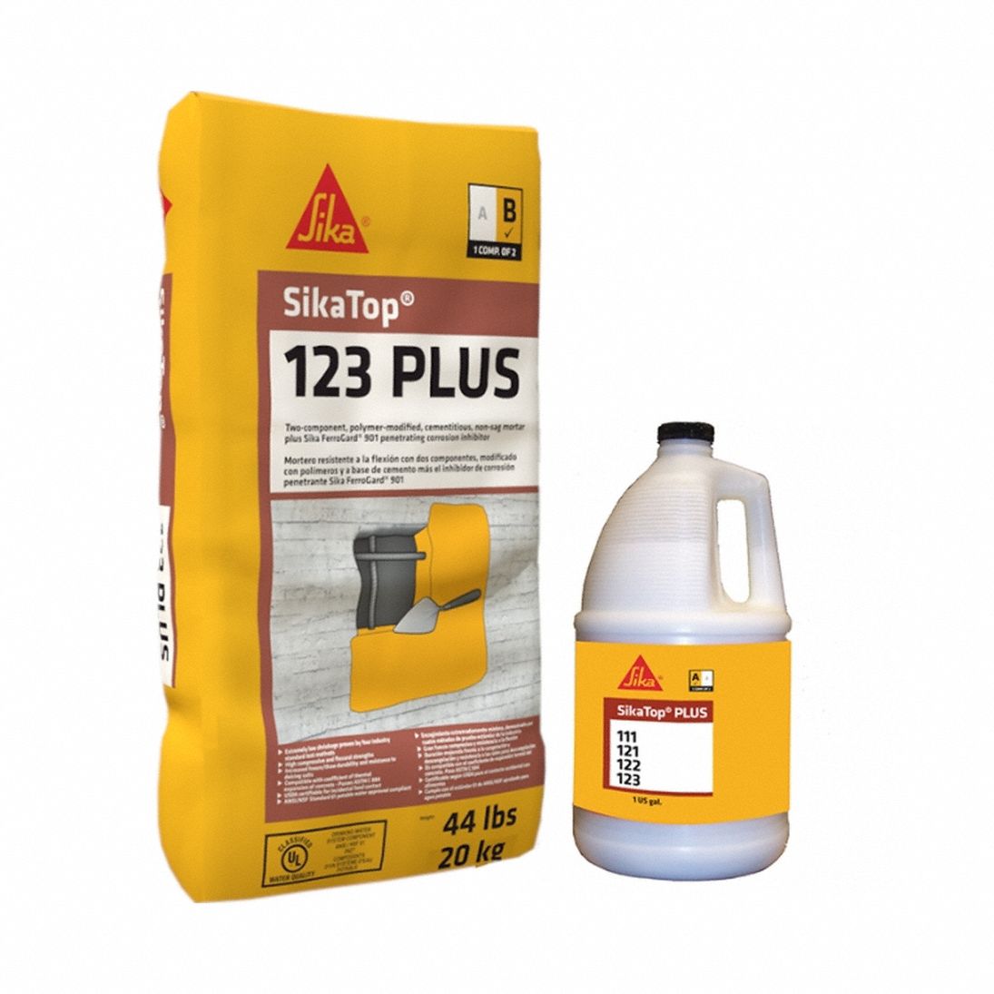 SIKA, SikaTop 123 Plus, 44 lb Container Size, Mortar - 887KH7|91151 ...