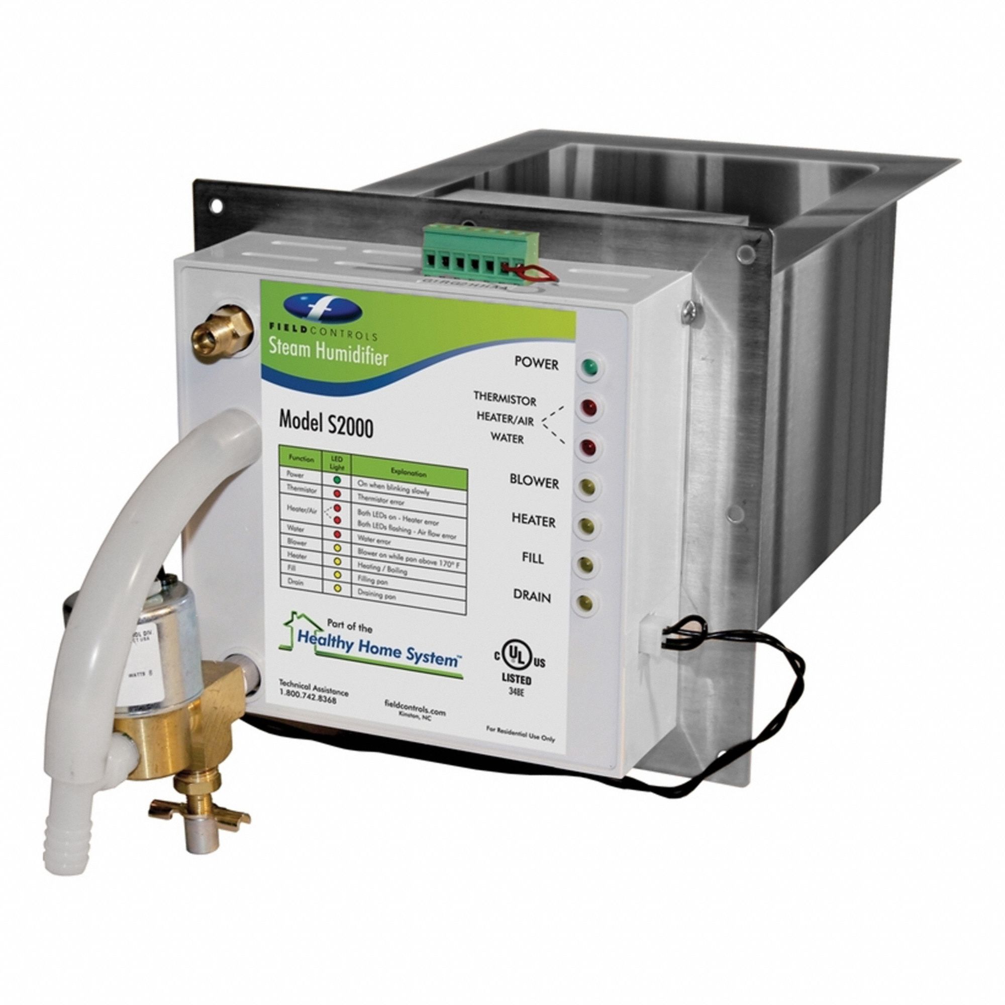 Fan-Powered, 16 gal Daily Humidification Output, Duct Mount Humidifier ...