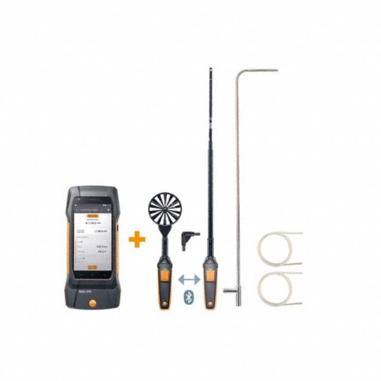TESTO, 0.01 mps Air Velocity Resolution, Air Velocity/Pressure/Relative ...