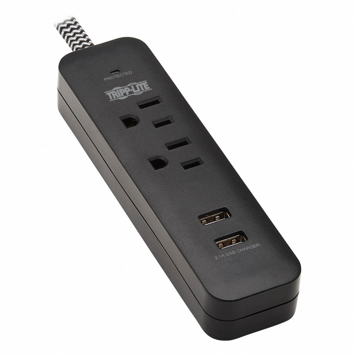 TRIPP LITE, 2 Outlets, NEMA 5-15R, Surge Protector - 816TE9|TLP206USB ...