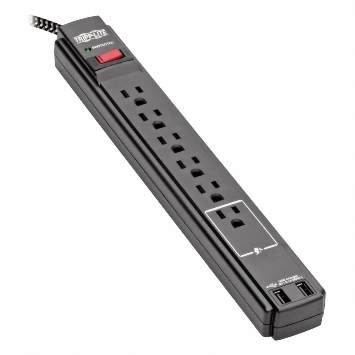 TRIPP LITE, 6 Outlets, NEMA 5-15R, Surge Protector - 816TE4|TLP610BUAM ...