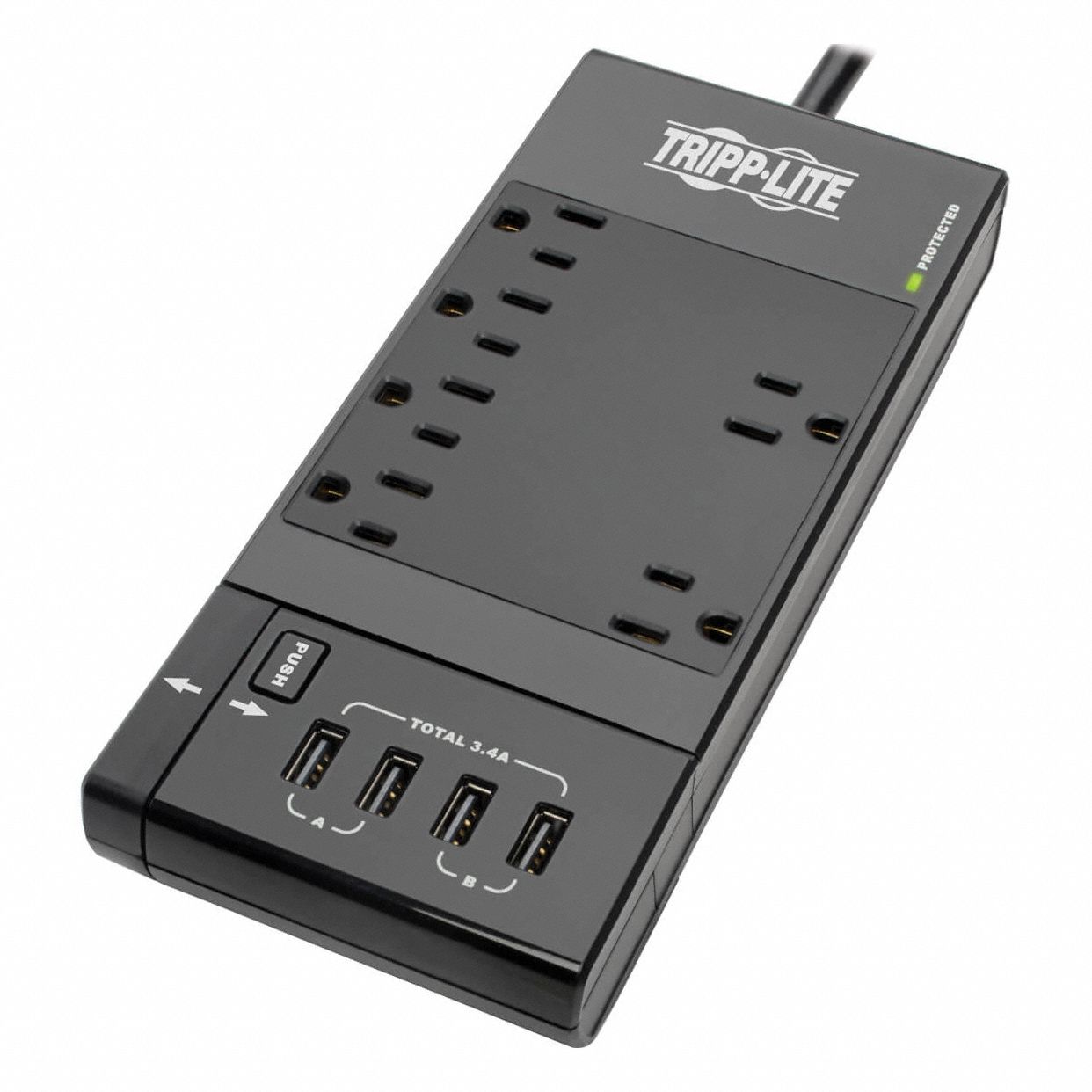 TRIPP LITE, 6 Outlets, NEMA 5-15R, Surge Protector - 816TF4|TLP68UBAM ...