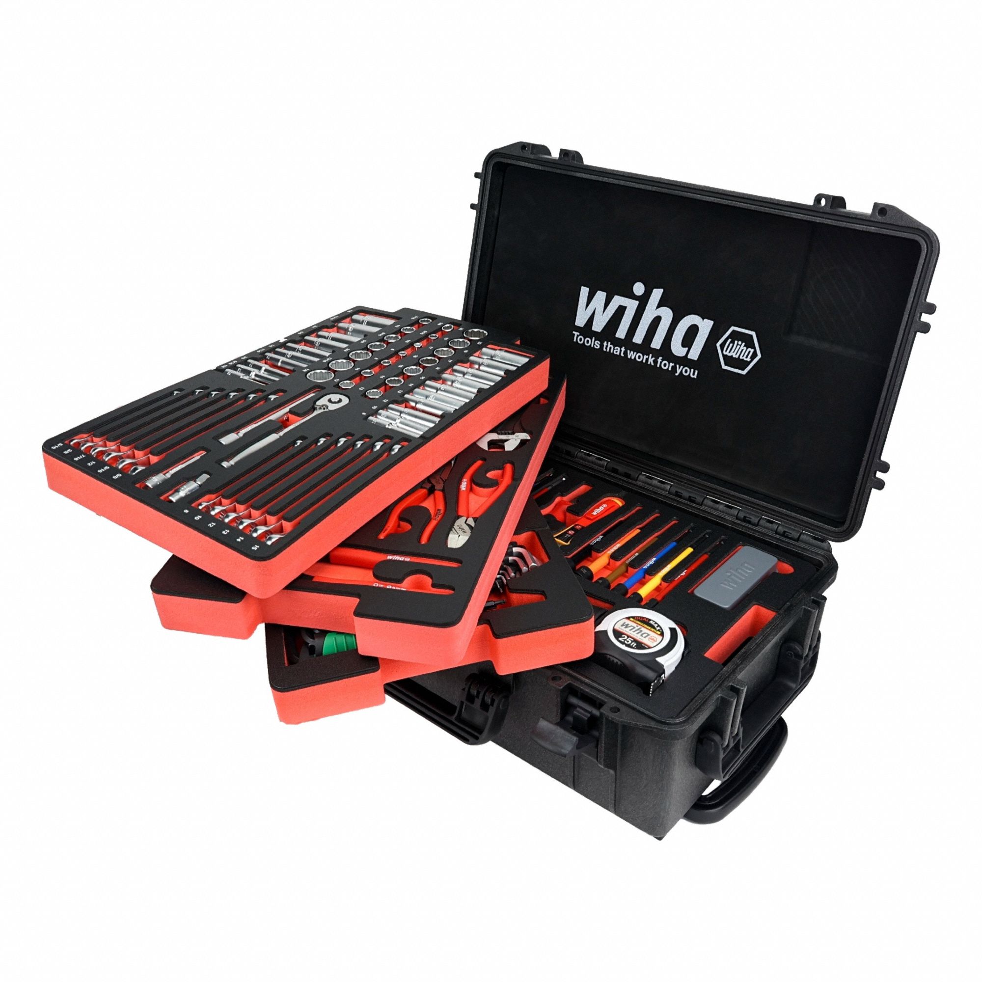 WIHA, 194 Total Pcs, Metric/SAE, Premium rolling tool box kit - 833DN5 ...