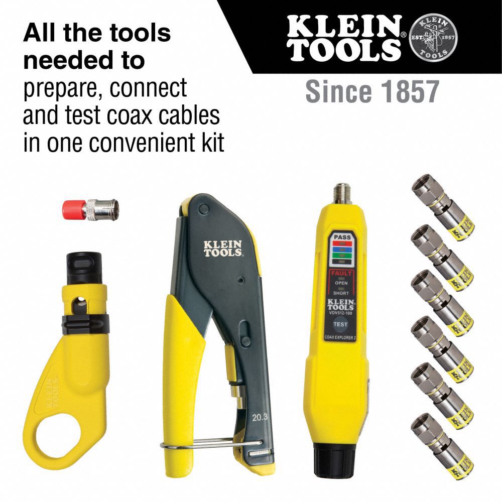 KLEIN TOOLS Crimper and Connector Kit: For RG6/RG6Q, Coax Cable ...