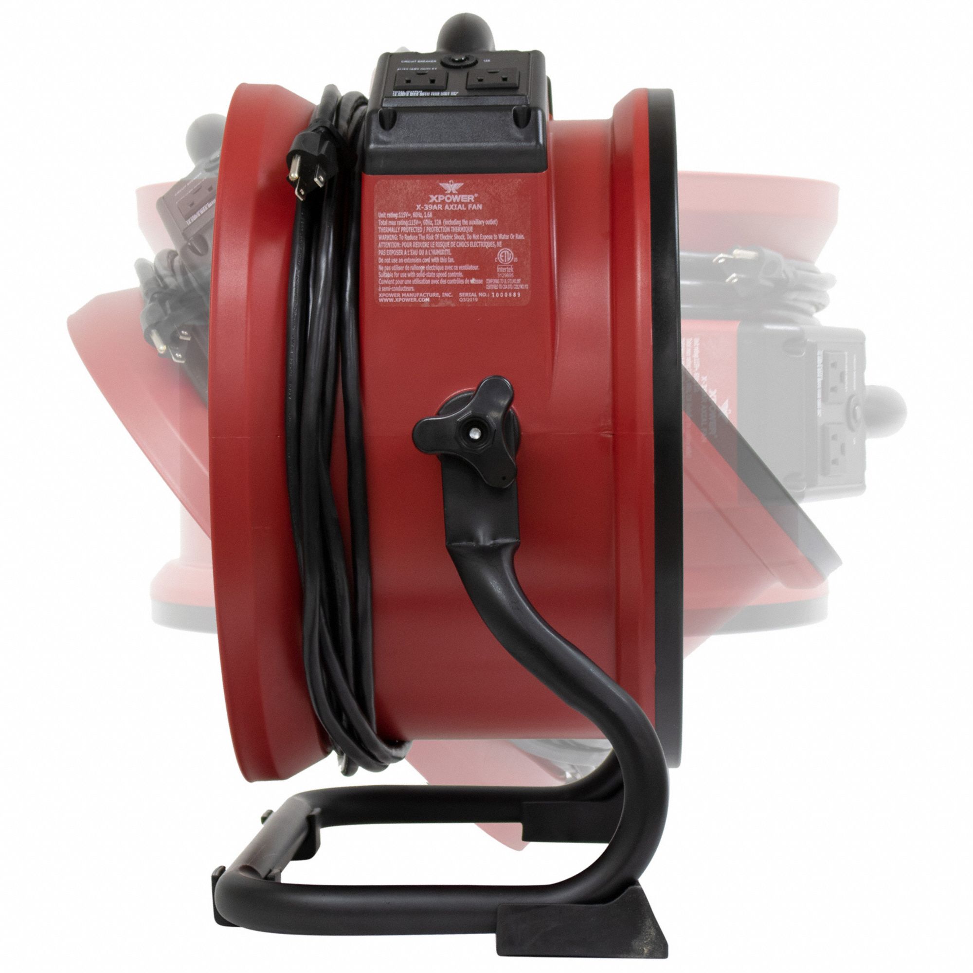 2,100 cfm, Pivoting Frame, Axial Air Mover - 799H89|X-39AR-Red - Grainger