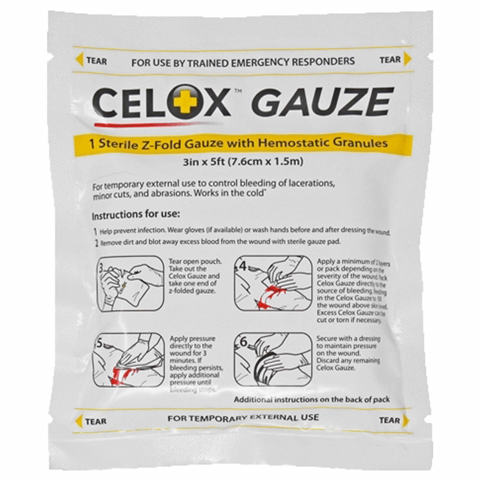 CELOX, 5 ft Dressing Lg, 3 in Dressing Wd, Gauze Roll - 499H73|MS ... CELOX, 5 ft Dressing Lg, 3 in Dressing Wd, Gauze Roll - 499H73|MS ...